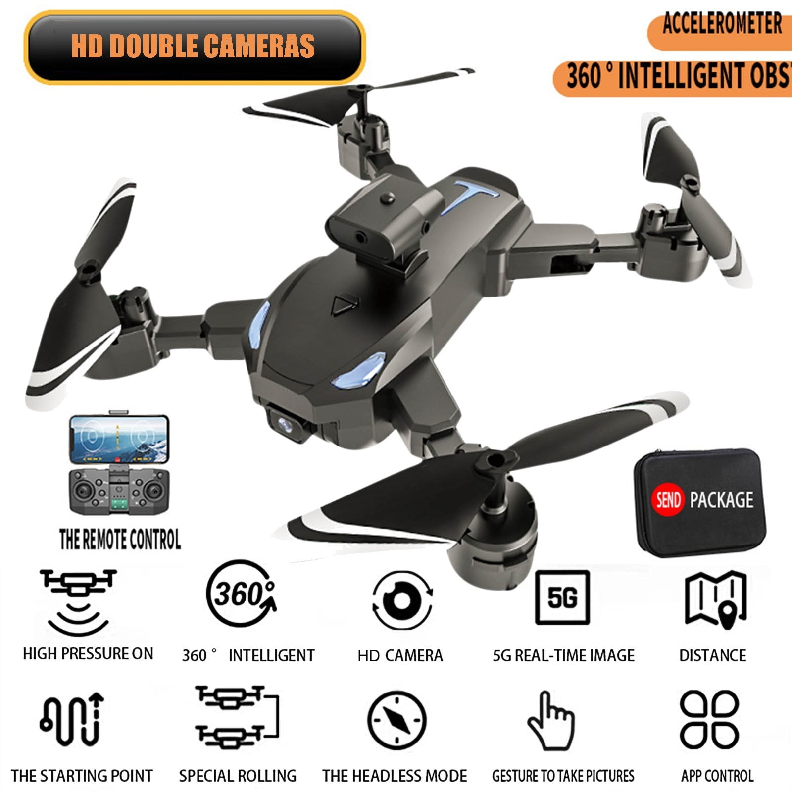 Camera Drone Gift, Drones with Cameras, Obstacle Avoidance Foldable HD ...