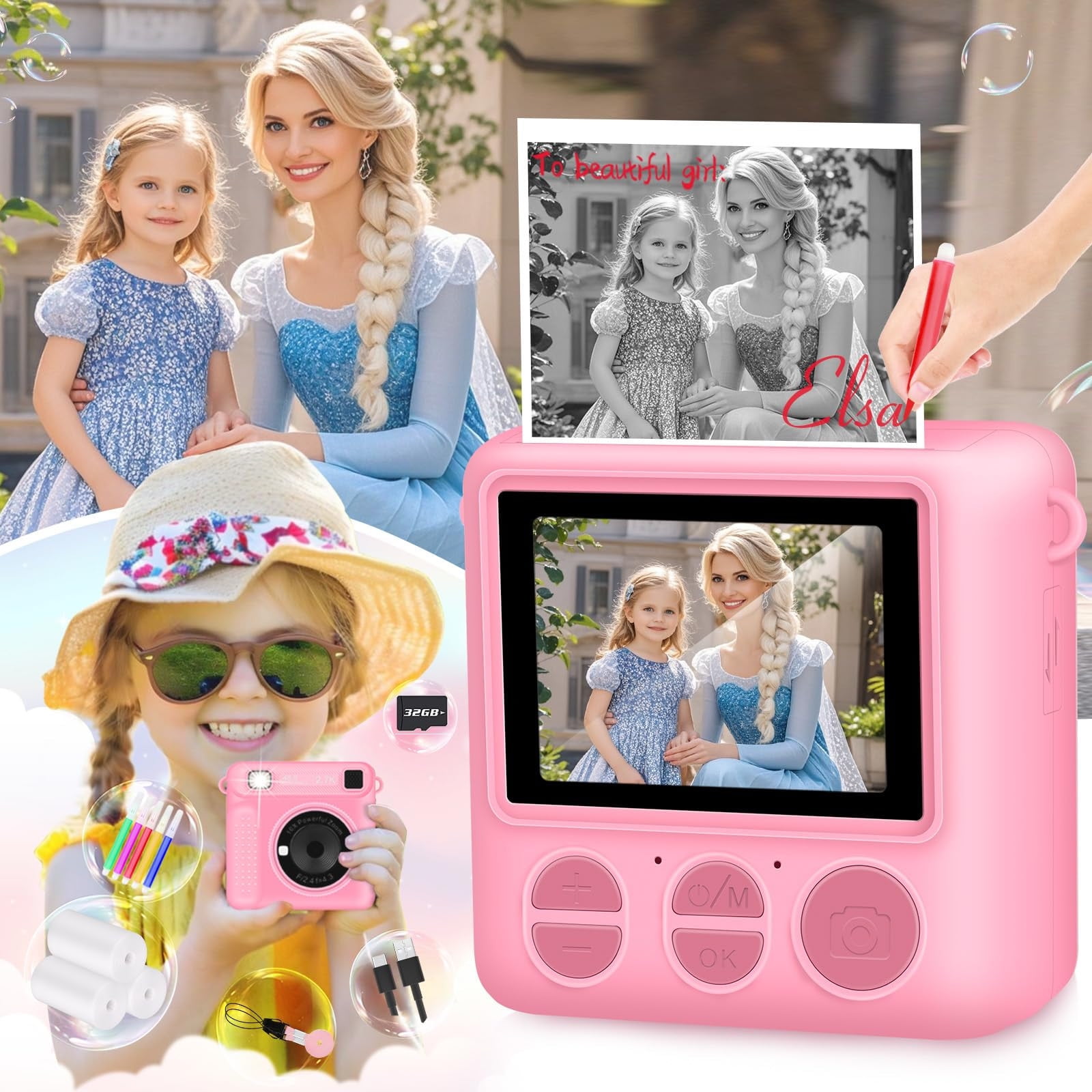 Camera For Kids Instant Print Portable Camera With 32G Card 1080p Video ...