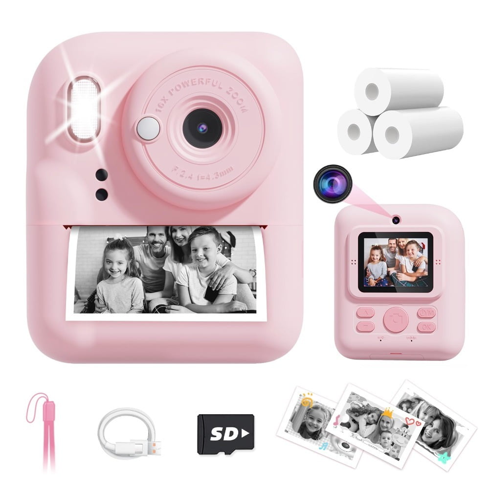 Camera Instant Print, Upgrade Dual-Lens Selfie Digital Camera ...