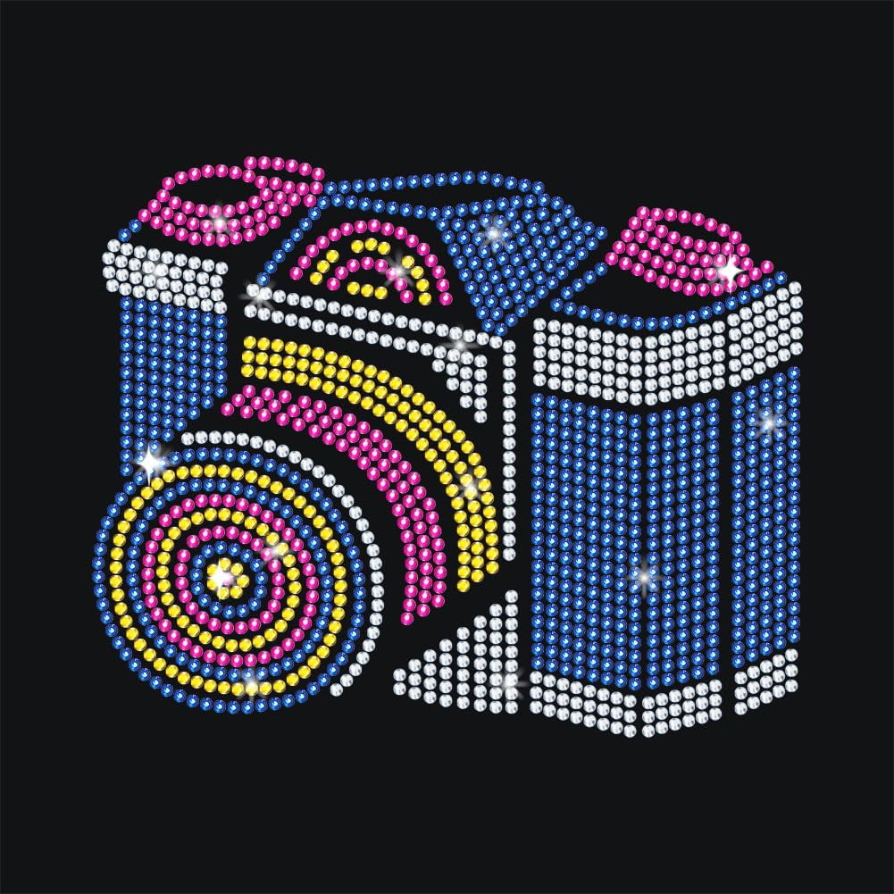 Camera Iron on Rhinestones Transfer 11.7x8.3 Inch Heat Transfer Decal ...