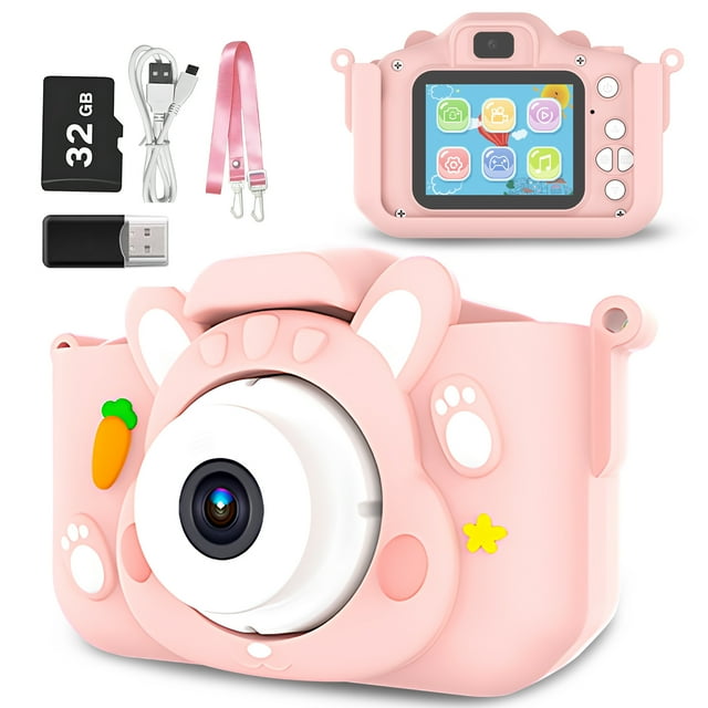 Camera for Kids, Kids Camera with Silicone Cover and 32GB SD Card 1080P ...