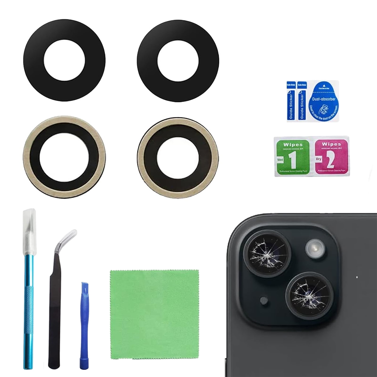 Camera Lens Glass Replacement for iPhone 15 and iPhone 15 Plus with pre ...