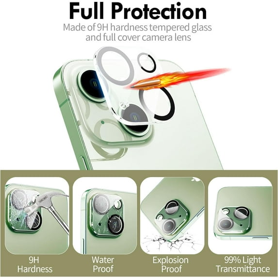Camera Lens Protector Compatible for iPhone 15 ＆15 Plus, 9H Hardness ...