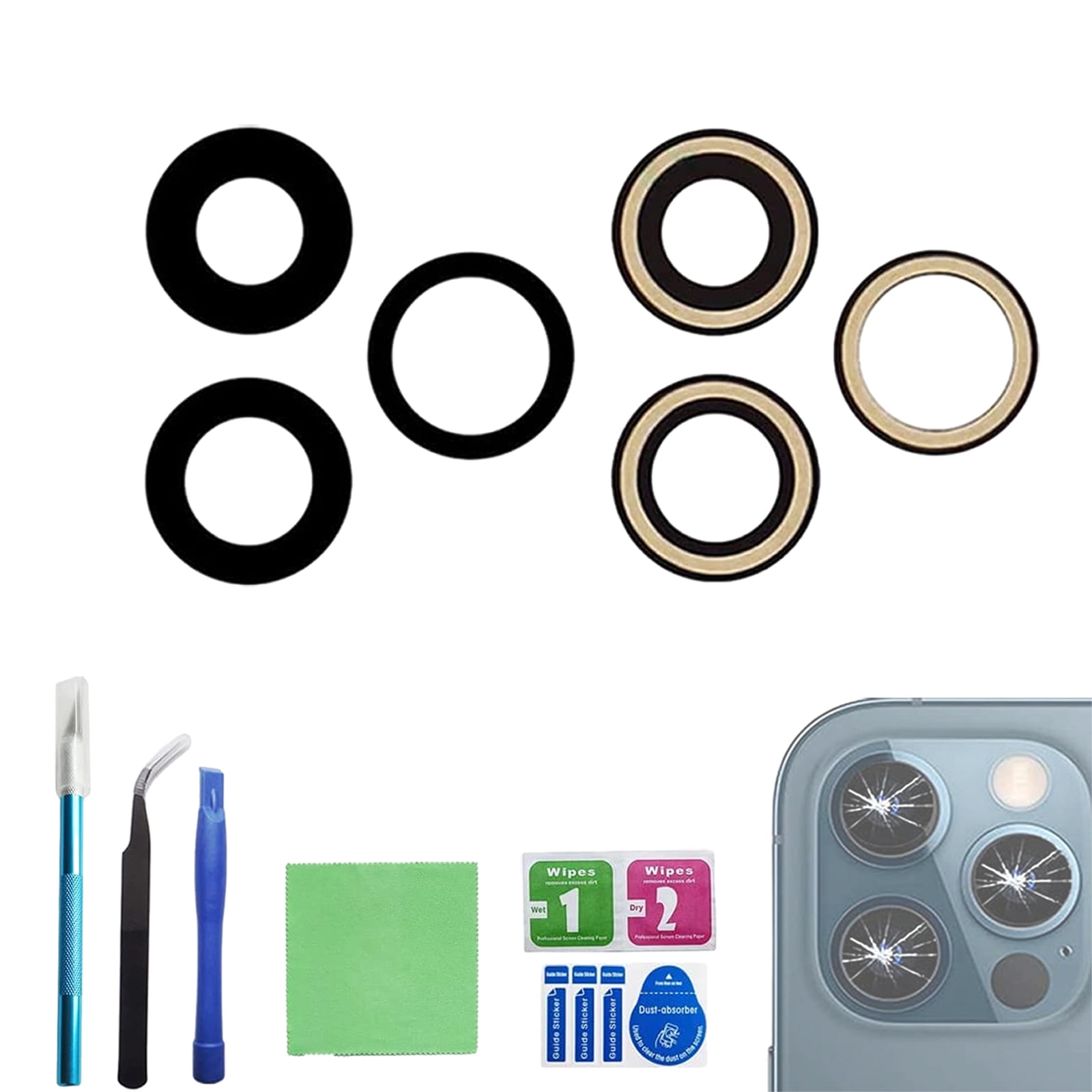 lassajess Camera Lens Replacement with Repair Tools for IPhone 12 Pro ...