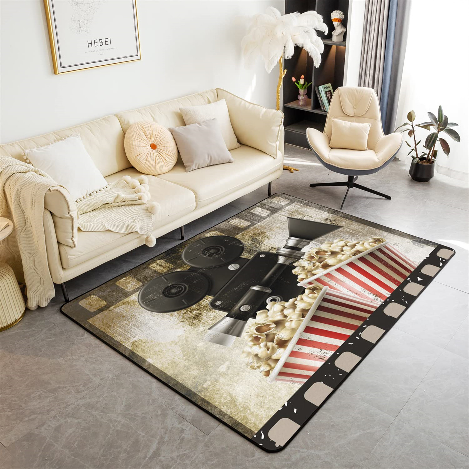 Camera Living Room Rugs Vintage Film Movie Theater Carpet for Indoor ...