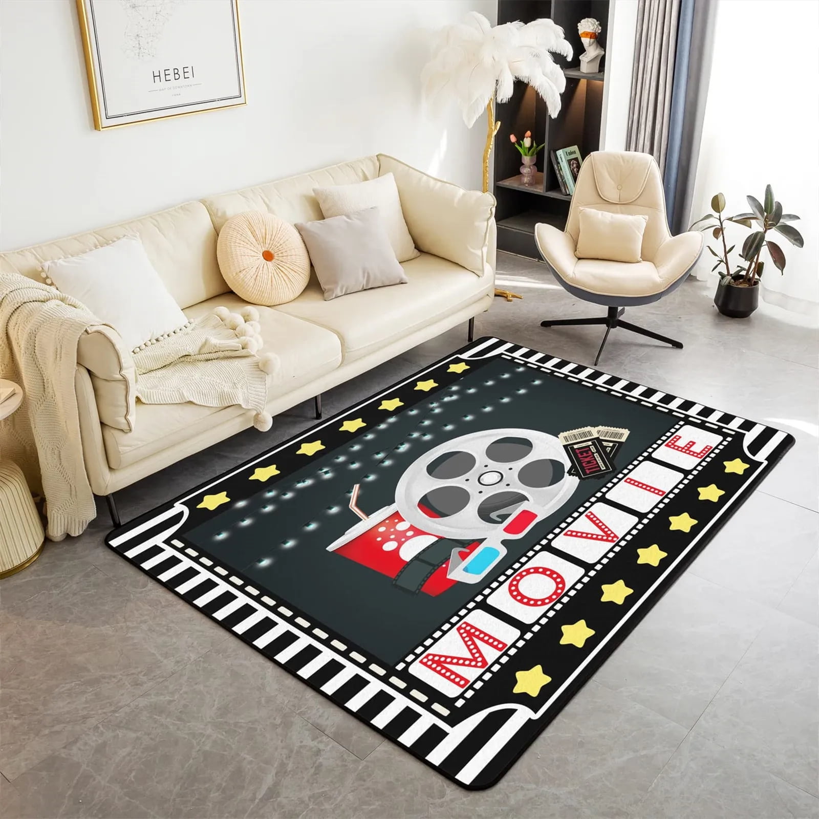 Camera Living Room Rugs Vintage Movie Theater Decor Carpet for Cinema ...