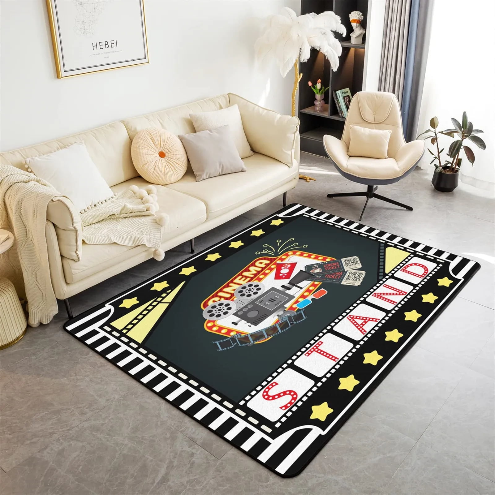 Camera Living Room Rugs Vintage Movie Theater Decor Carpet for Cinema ...