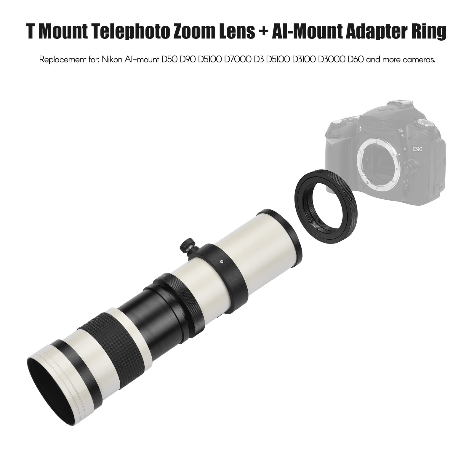 Camera MF Super Telephoto Zoom Lens F/8.3-16 420-800mm T2 Mount with AI ...