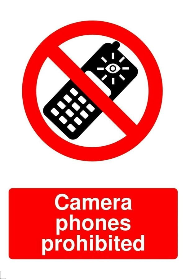Camera Phones Prohibited. Metal Safety Warning Aluminum Sign, Theatre ...