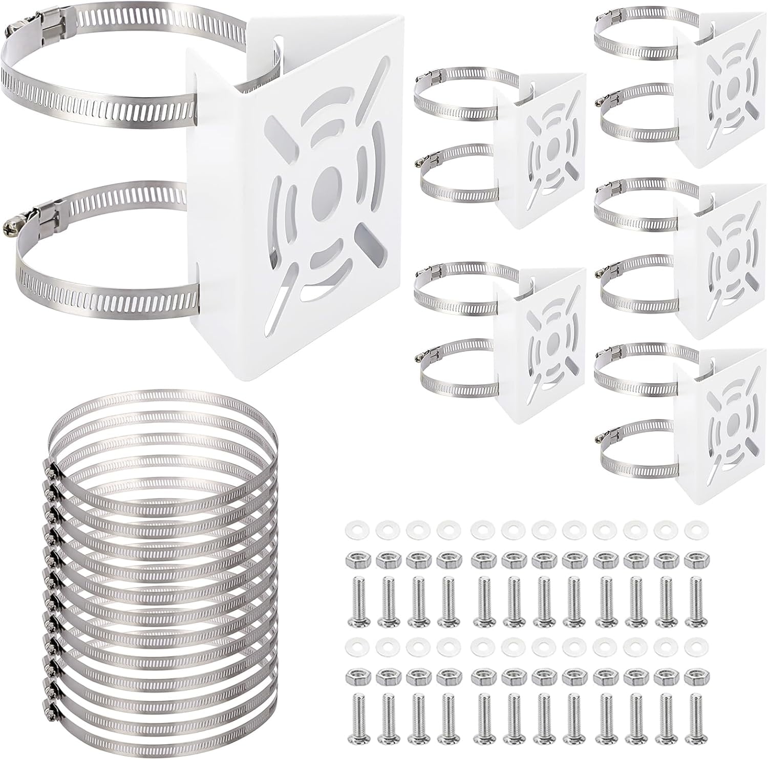 Camera Pole Mount Bracket-6 Pcs Stainless Steel Pole Mount Adapter ...