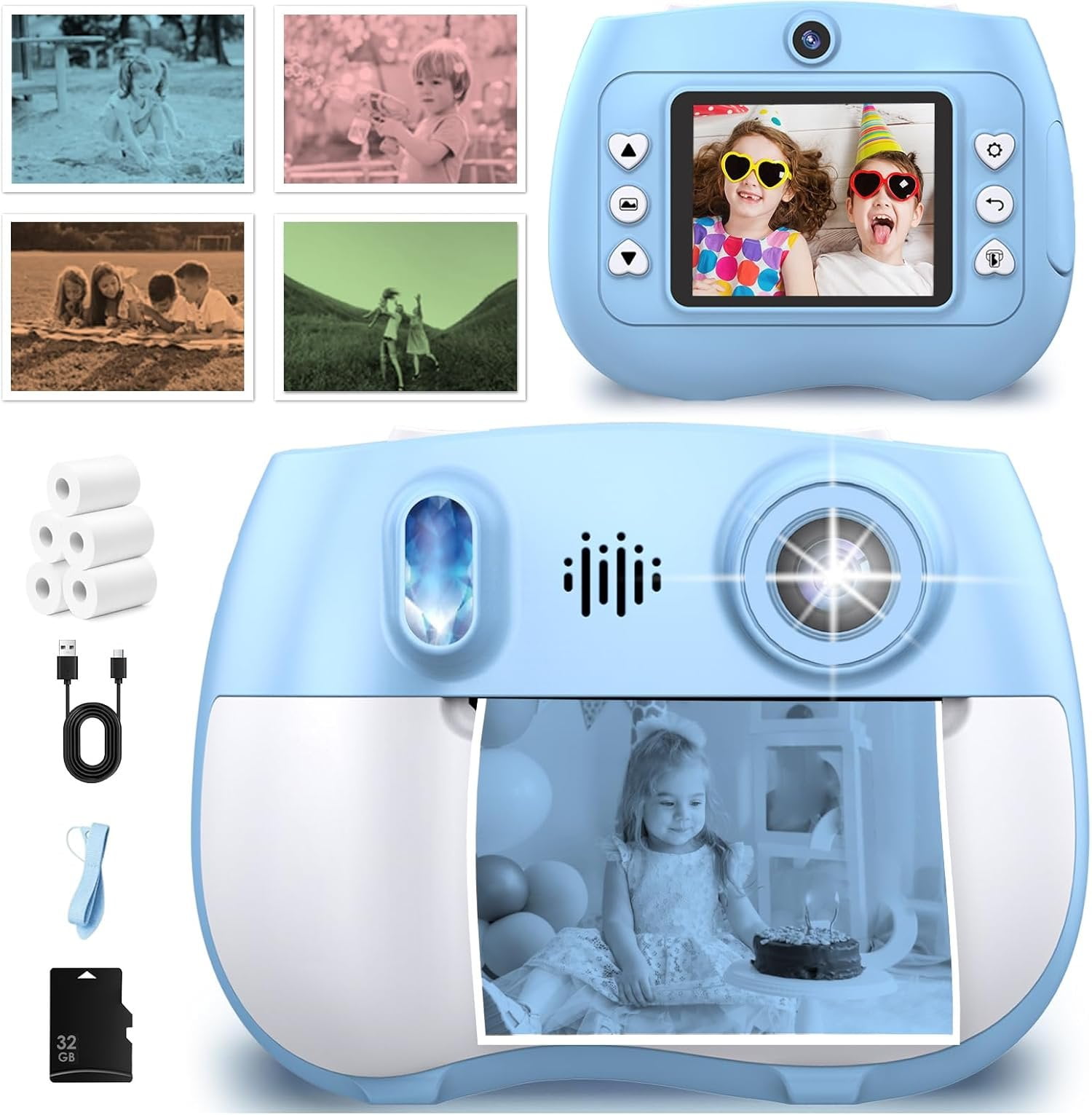 Camera Print 1080P Front Rear Dual Selfie - Digital Camera with Video ...