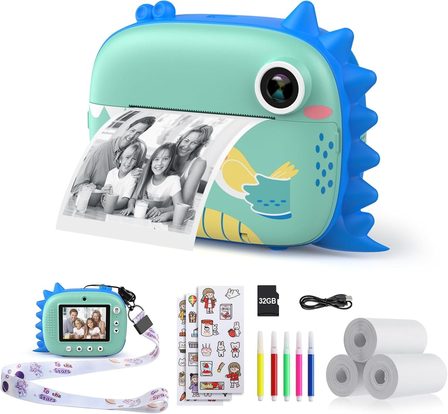 Camera Print, Selfie Digital Camara for with Print Paper & 32G Card, 2 ...