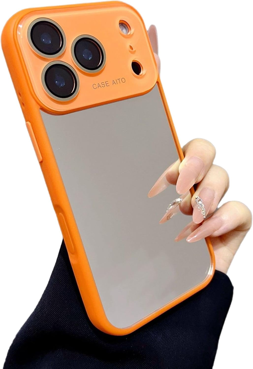 Camera Protect Mirror Phone Case for iPhone (Orange,iPhone 13 Pro Max ...