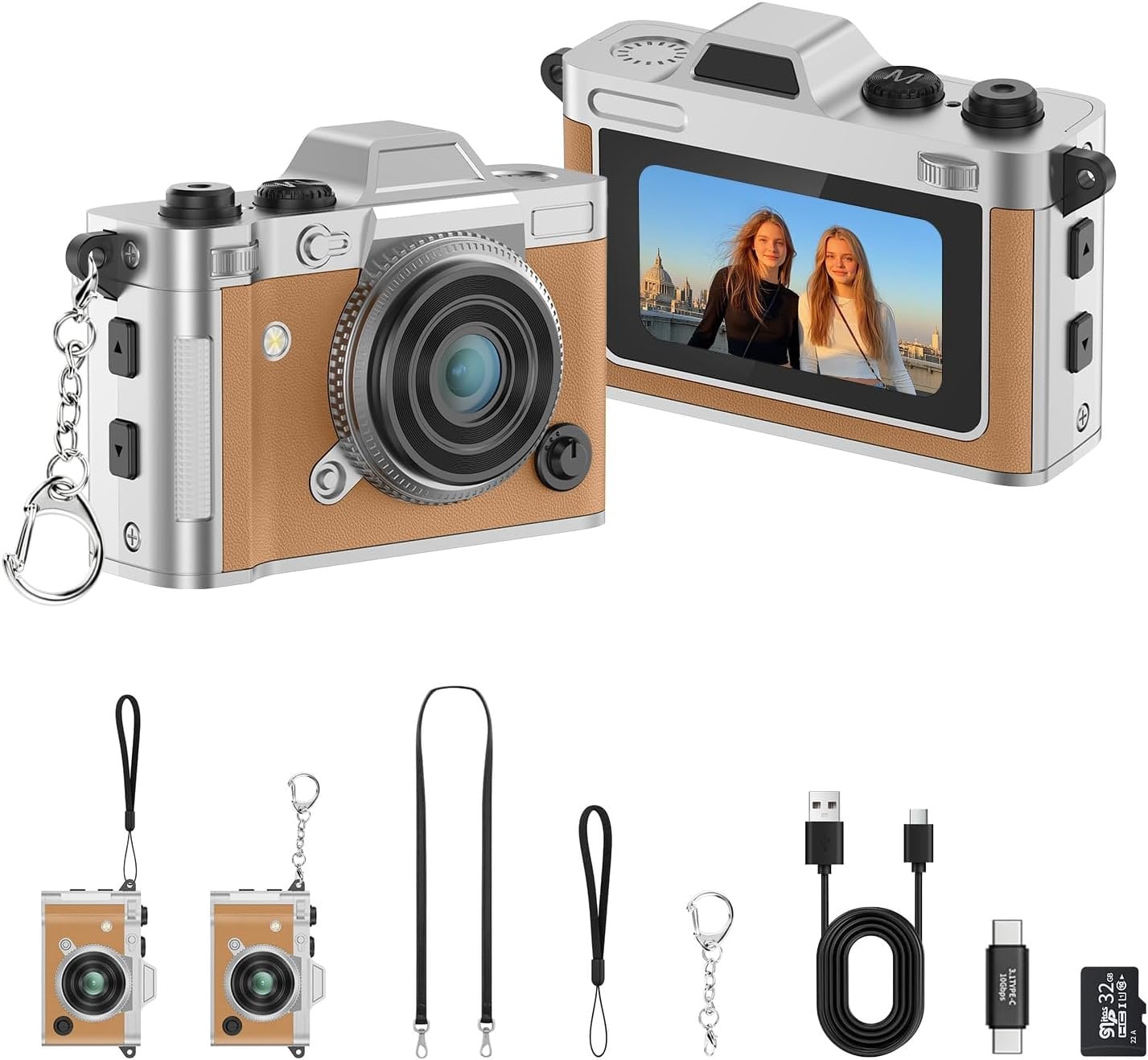 Camera - Retro Mini Digital Camera with 1." IPS Screen & 20MP, Zinc ...