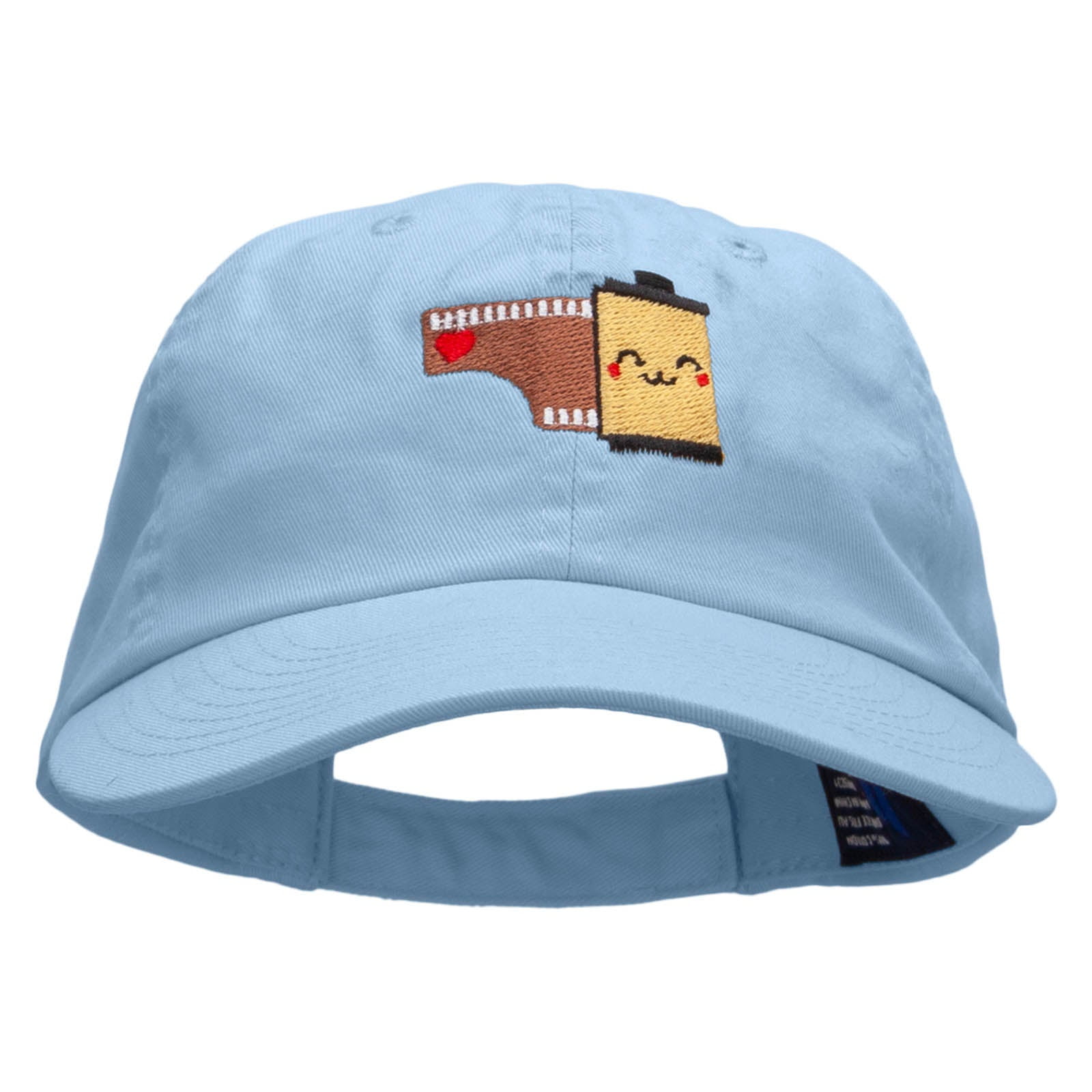 Camera Roll Embroidered Low Profile Dyed Cotton Twill Cap - Sky Blue ...