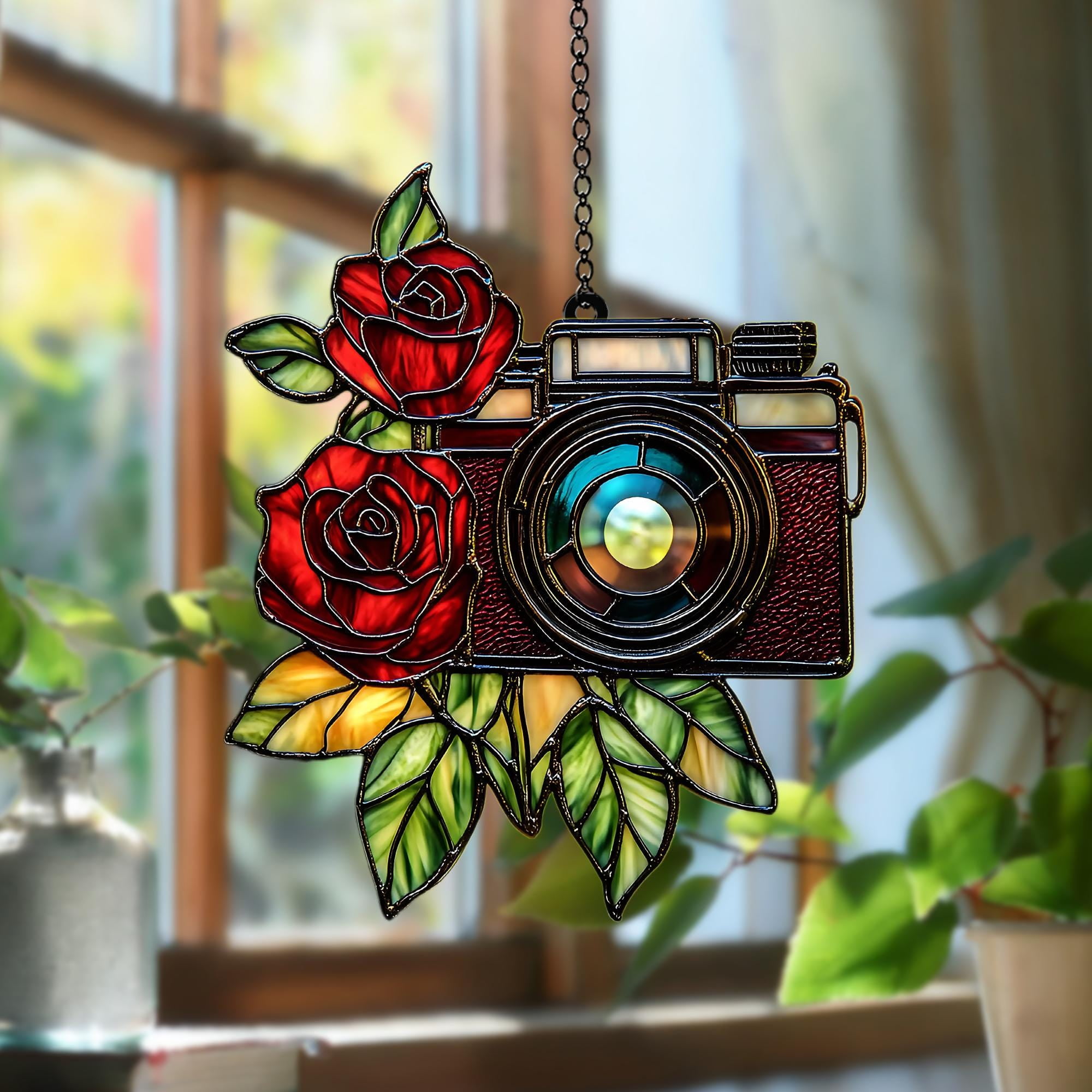 Camera Rose Acrylic Suncatcher fullxfull Vintage Camera with Red Roses ...