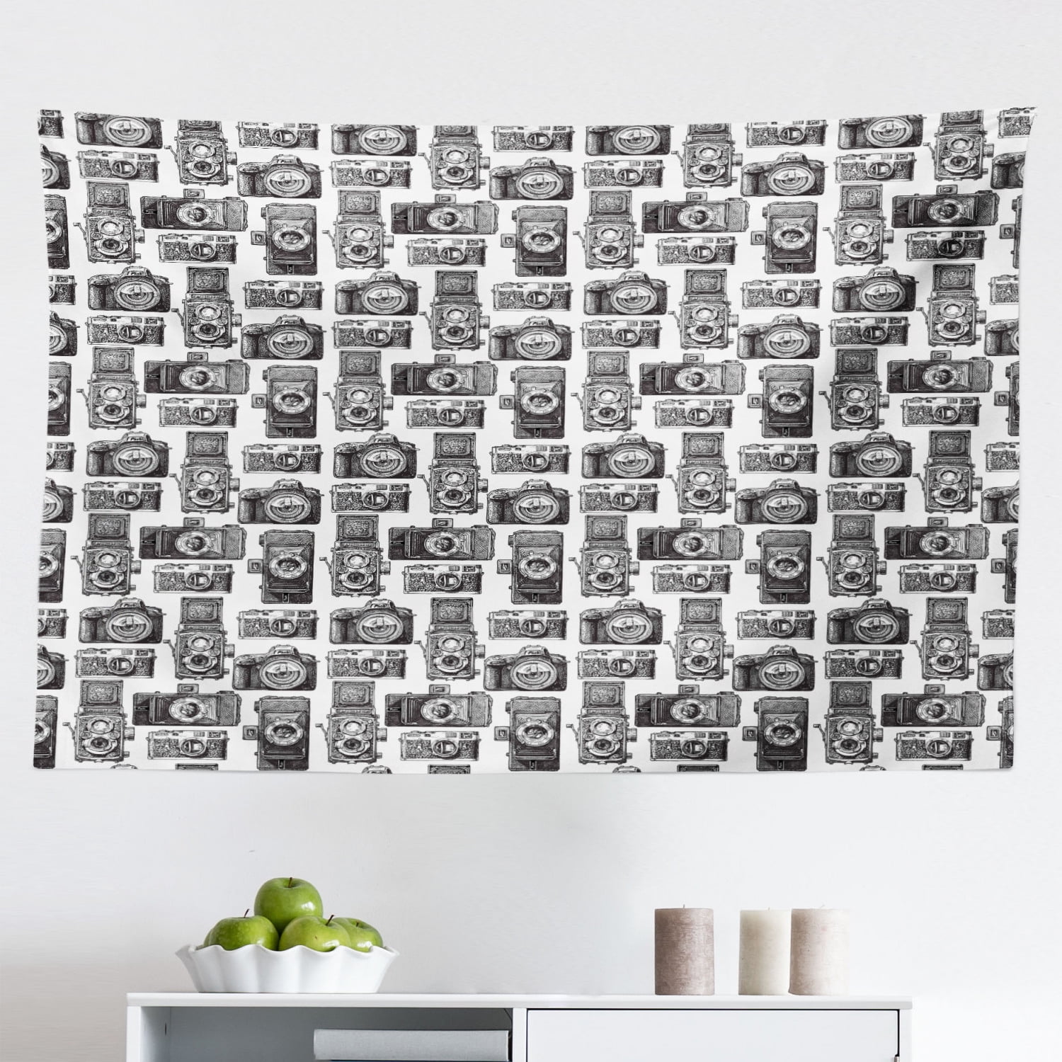 Camera Tapestry, Smile Typography with Old Fashioned Photo Device ...
