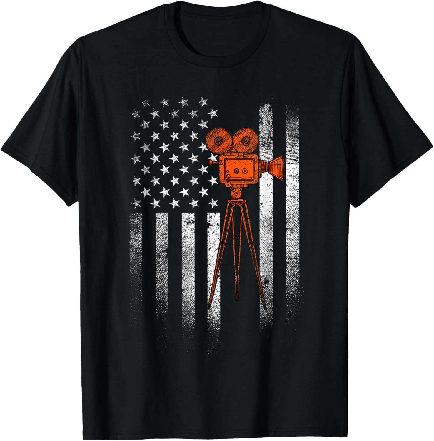 Camera Usa Flag Funny Filmmaker Gifts Film Director Crew T-Shirt ...