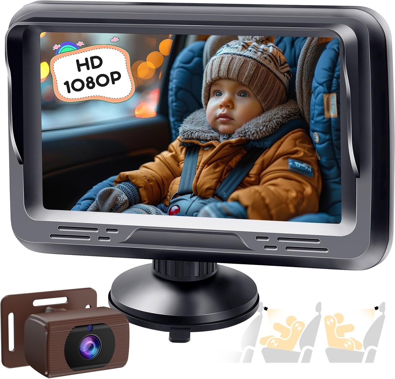 Camera for Backseat - 1080P , 360? Adjustable, Night Vision, 150? Wide ...