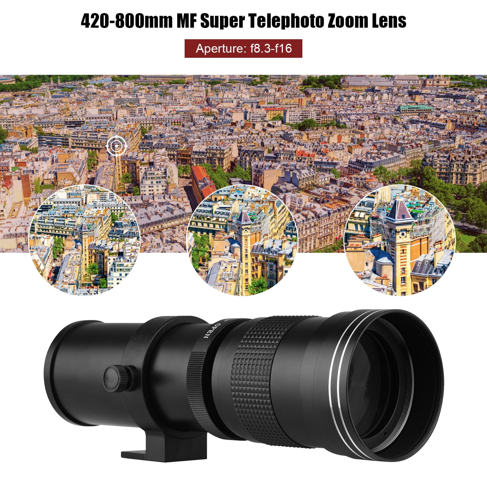 Camera lens,Uv/cpl/fld Filters Set F/8.3-16 420-800mm T T7 T7i Lens T2 ...