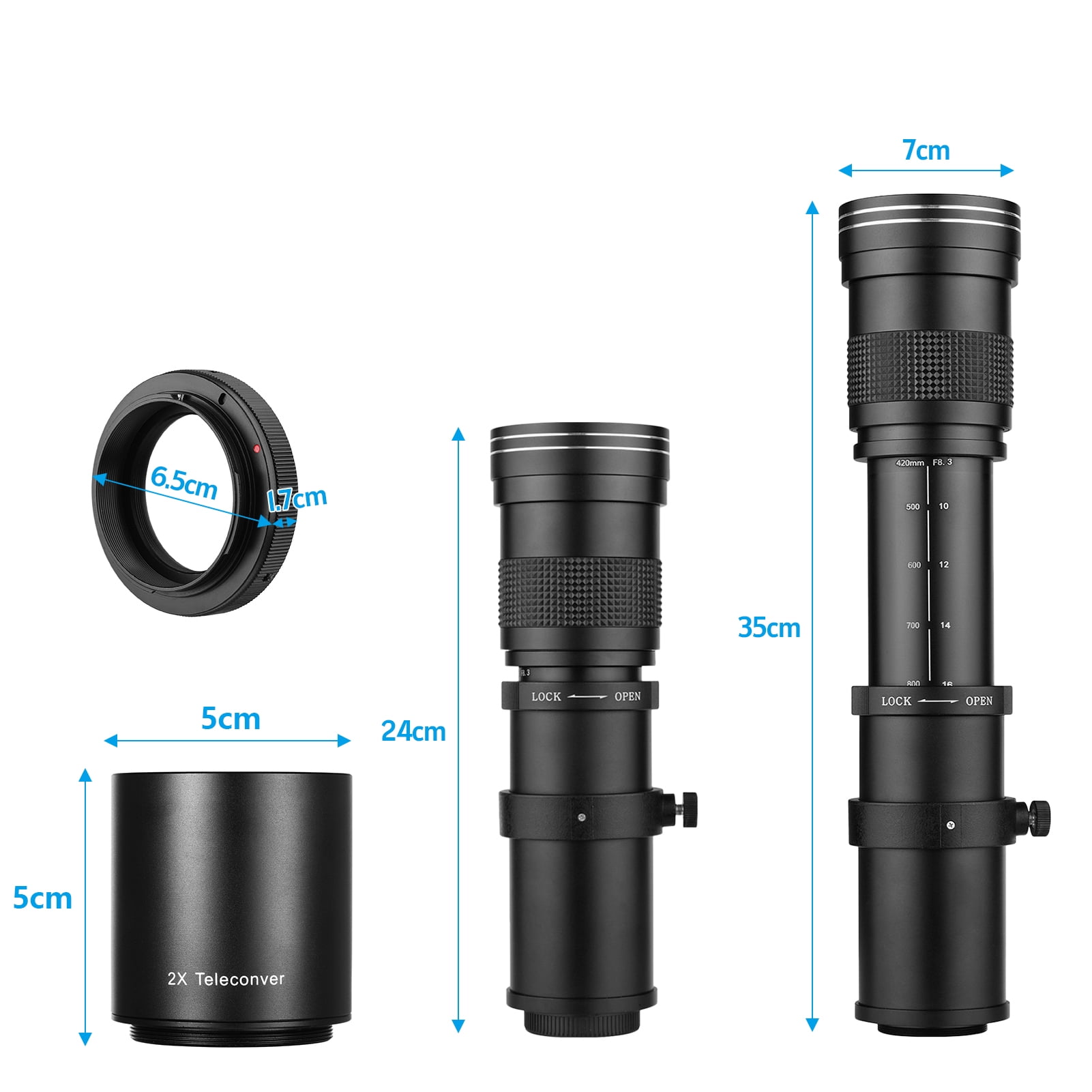 Camera lens,Uv/cpl/fld Filters Set F/8.3-16 420-800mm T T7i 420-800mm T ...