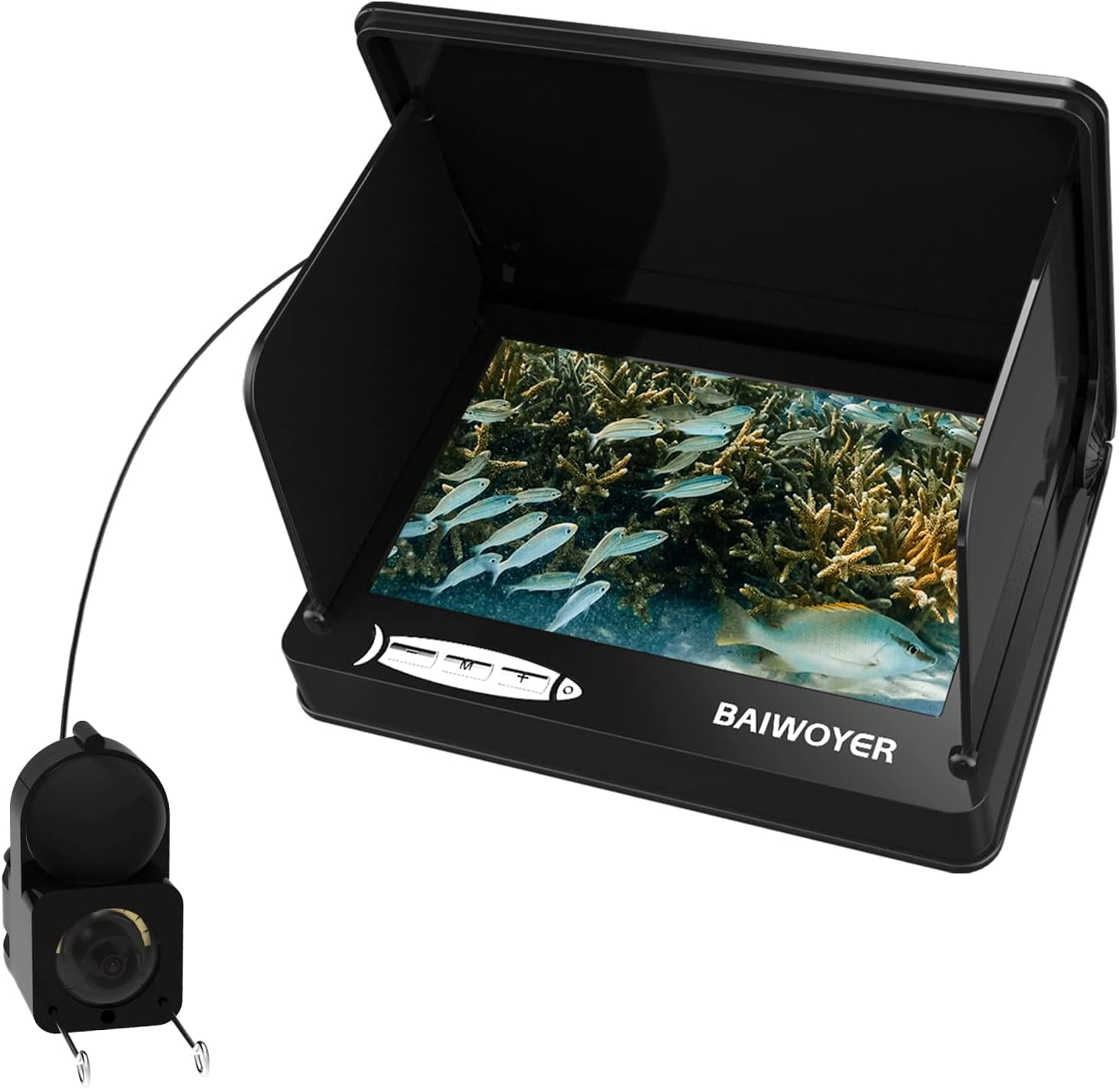 BAIWOYER Fish Monitor Camera for Underwater Fishing with 20m Video ...