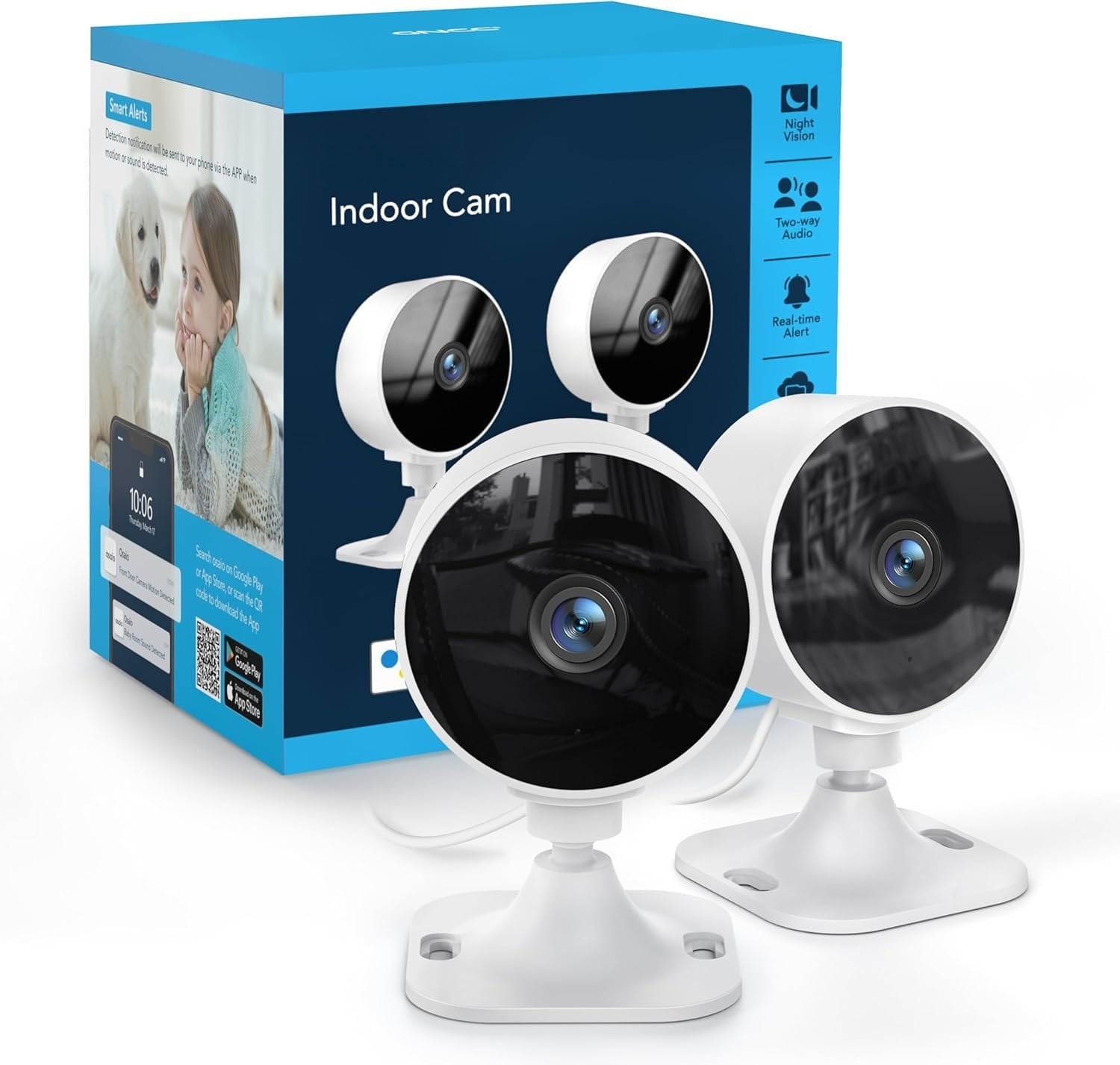 Cameras for ,Indoor Cam, Camera with Phone App,1080P Motion Detection,2 ...
