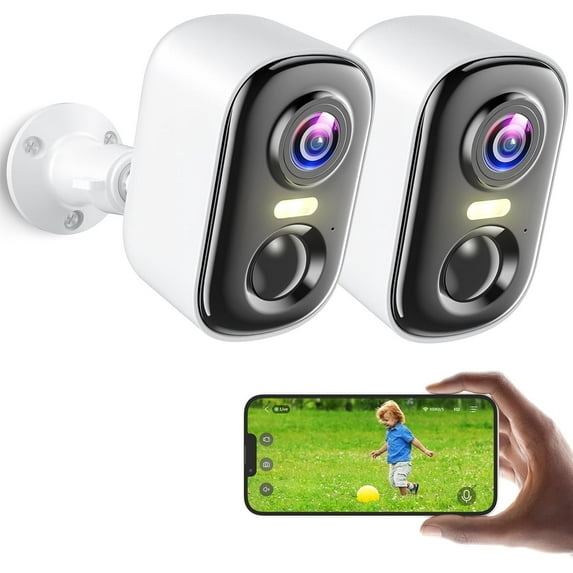 Cameras Outdoor, 2 WiFi Cameras for with AI Motion Detection, Color ...