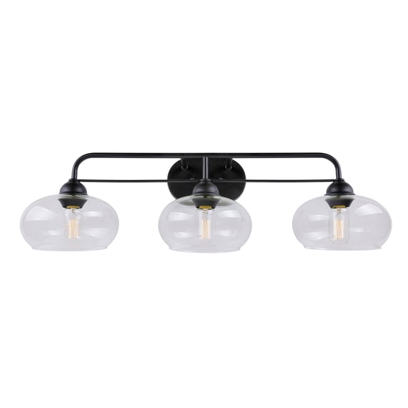 Cameron 3-Light Black Bath Light with Clear Glass - Walmart.com
