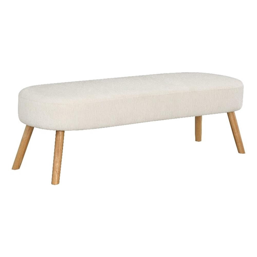 Cameron Bench with White Fabric and Natural Legs - Walmart.com