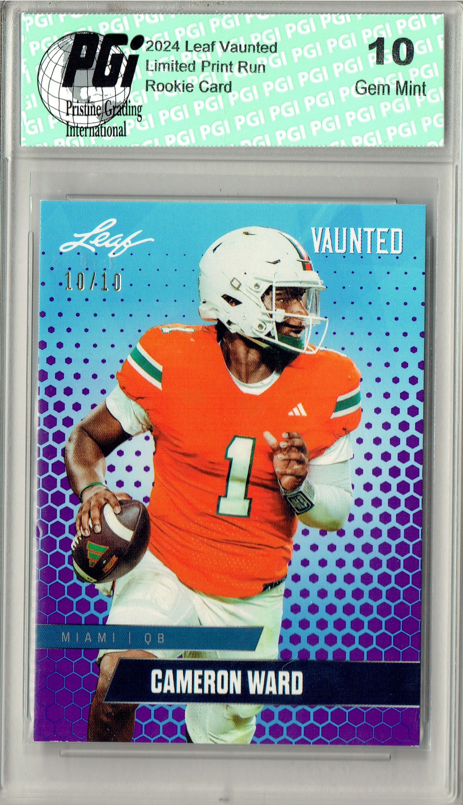 Cameron Cam Ward 2024 Leaf Vaunted #V-02 Purple 10 Made Debut Rookie ...