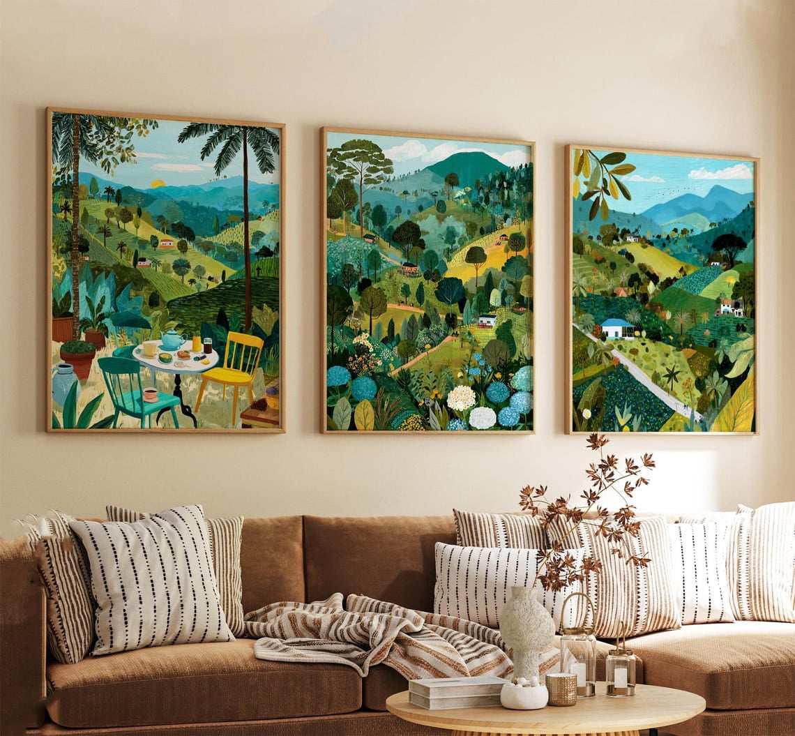 Cameron Highlands Malaysia Vintage Inspired Mountain Landscape Neutral ...