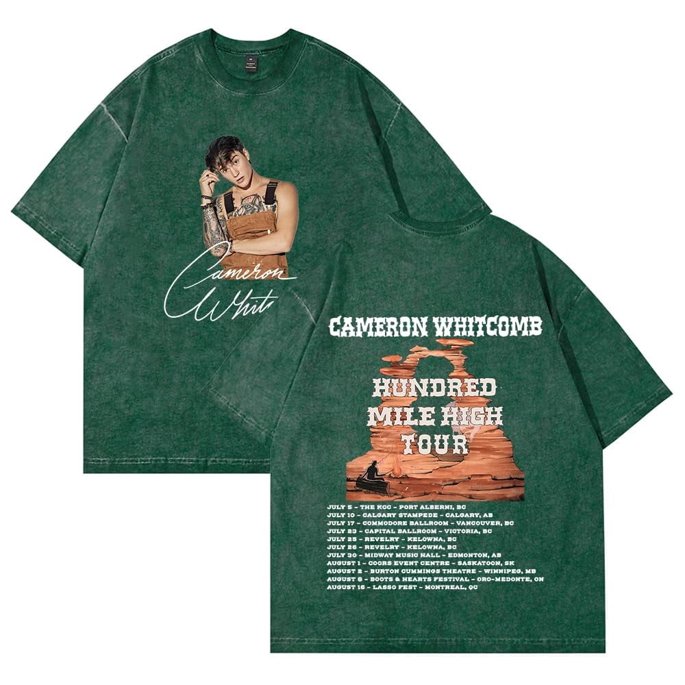 Cameron Whitcomb 2025 Tour Washed T-shirt Cool Trendy Short-sleeved Men And Women Harajuku Wear ...
