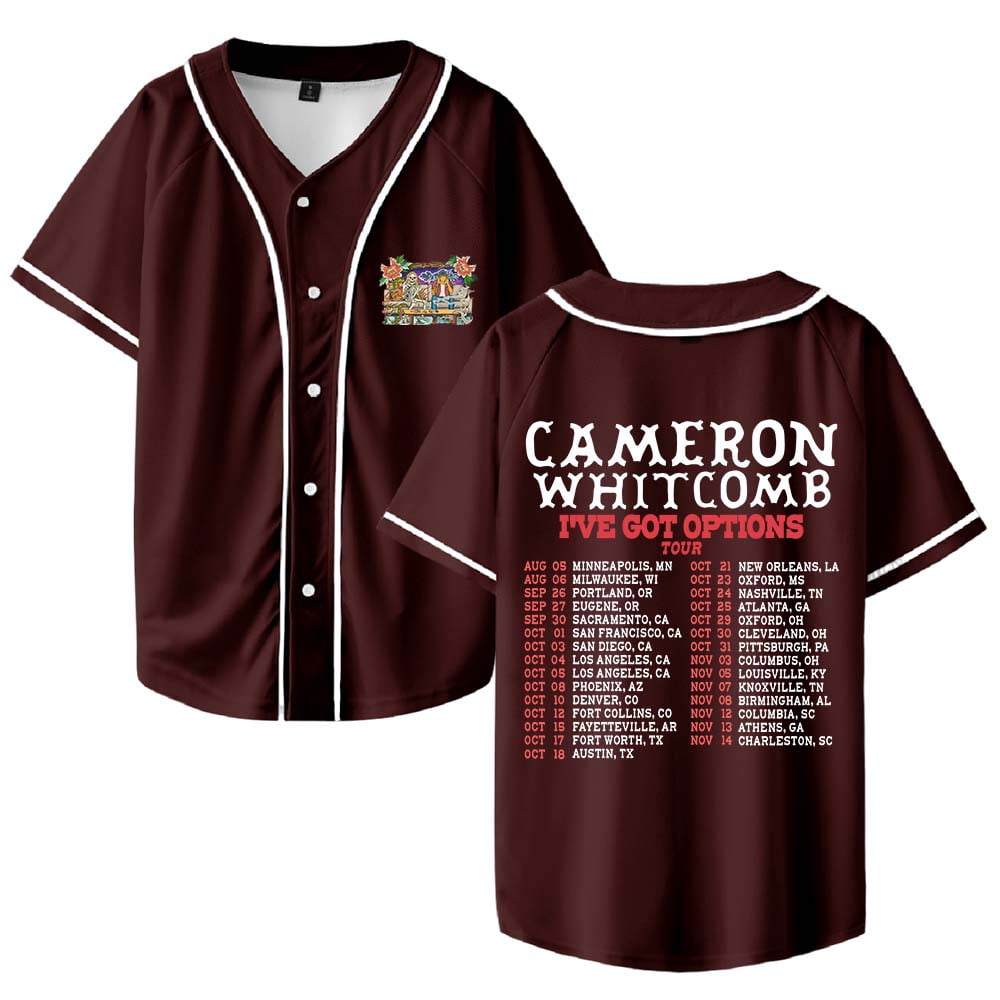 Cameron Whitcomb I've Got Options Tour Merch Baseball Jersey Shirt V ...