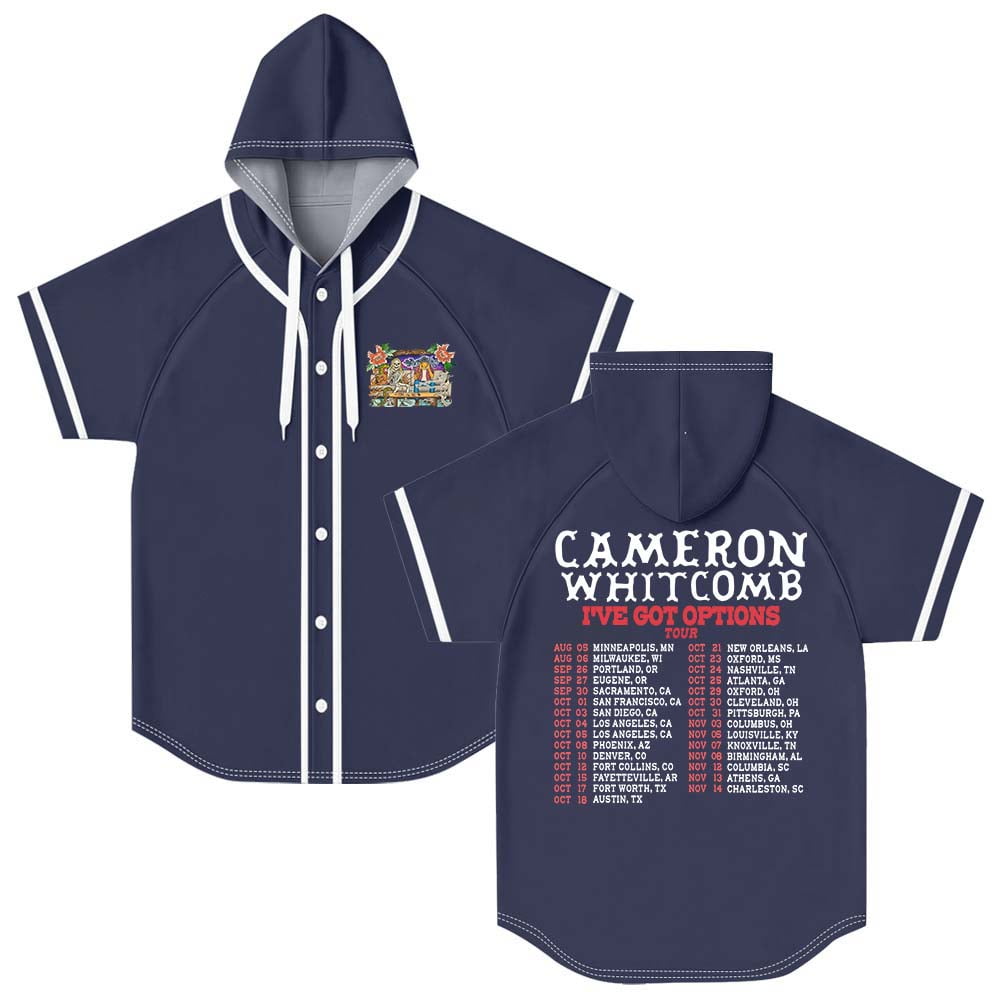 Cameron Whitcomb I've Got Options Tour Merch Hooded Baseball Jersey ...