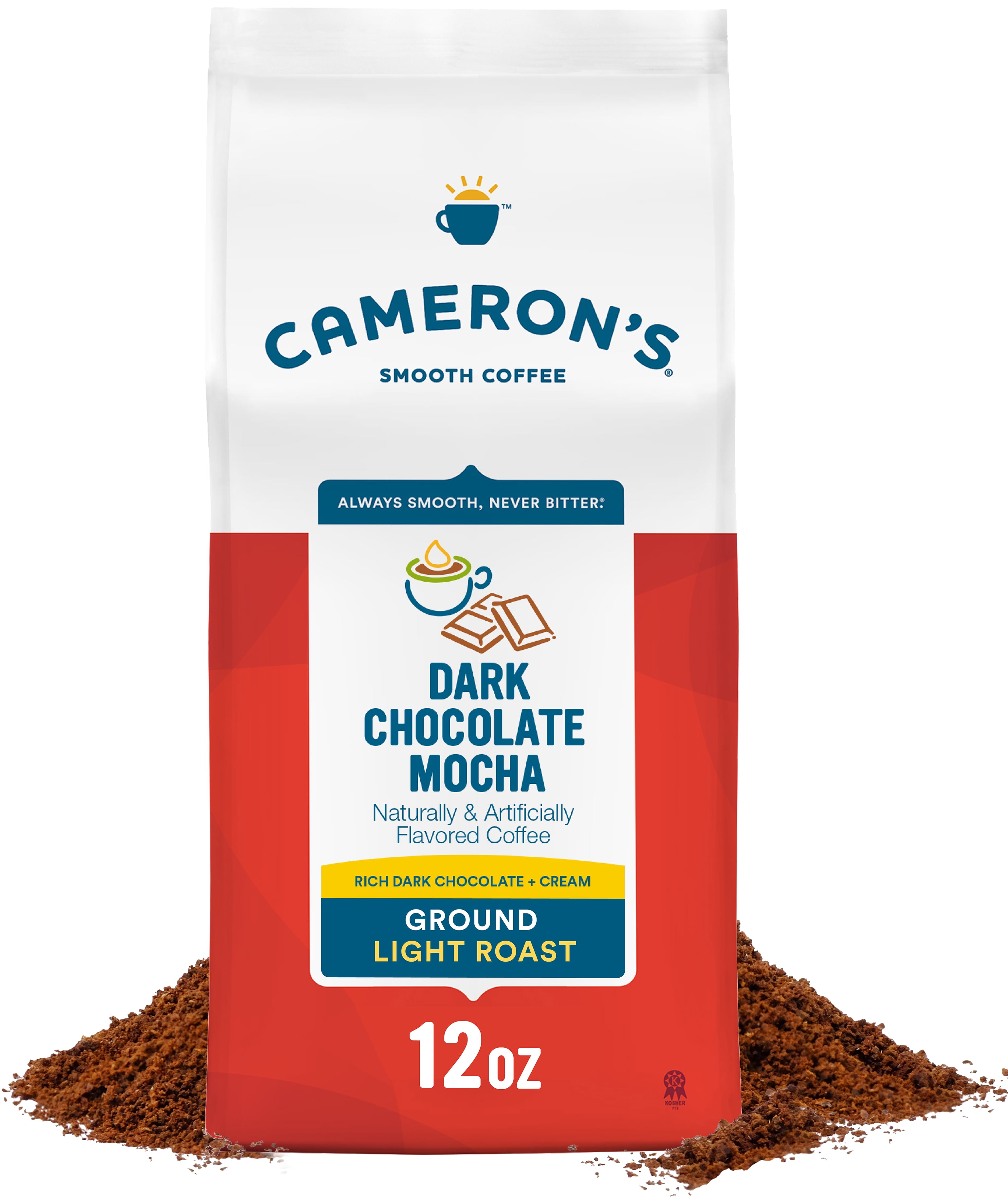 Cameron's Coffee Dark Chocolate Mocha Ground Coffee, Light Roast, 12 oz ...
