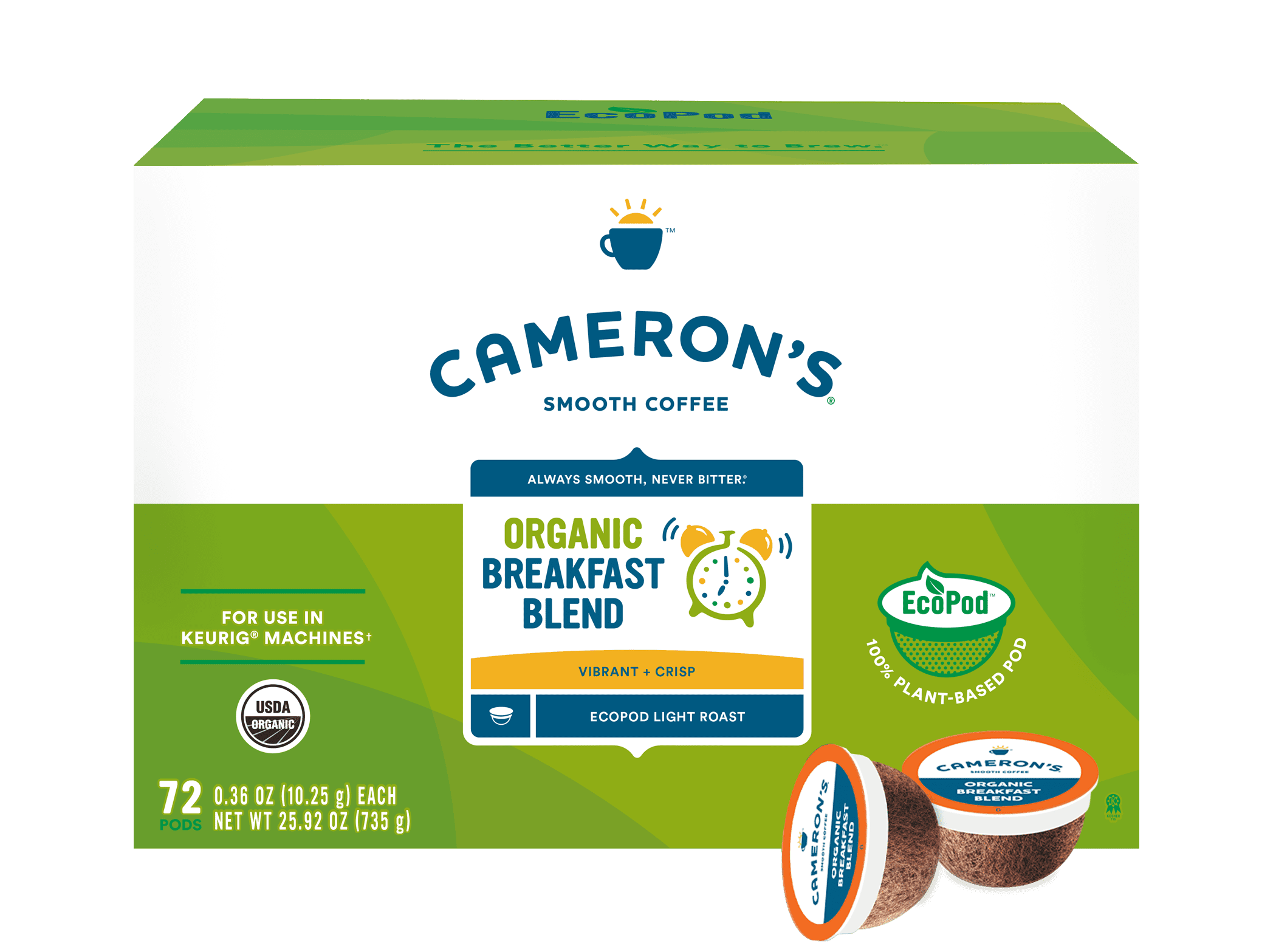 Cameron's Coffee Organic Breakfast Blend Light Roast Coffee - 72 ct ...