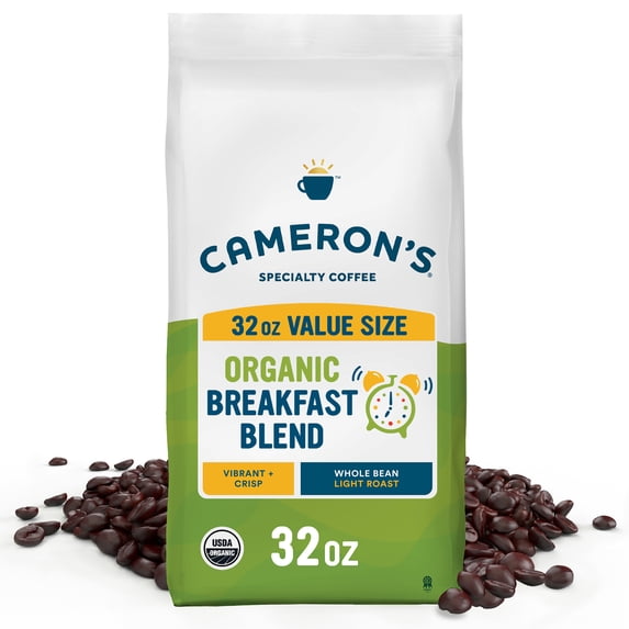 Cameron's Coffee Organic Breakfast Blend Light Roast Whole Bean Coffee ...