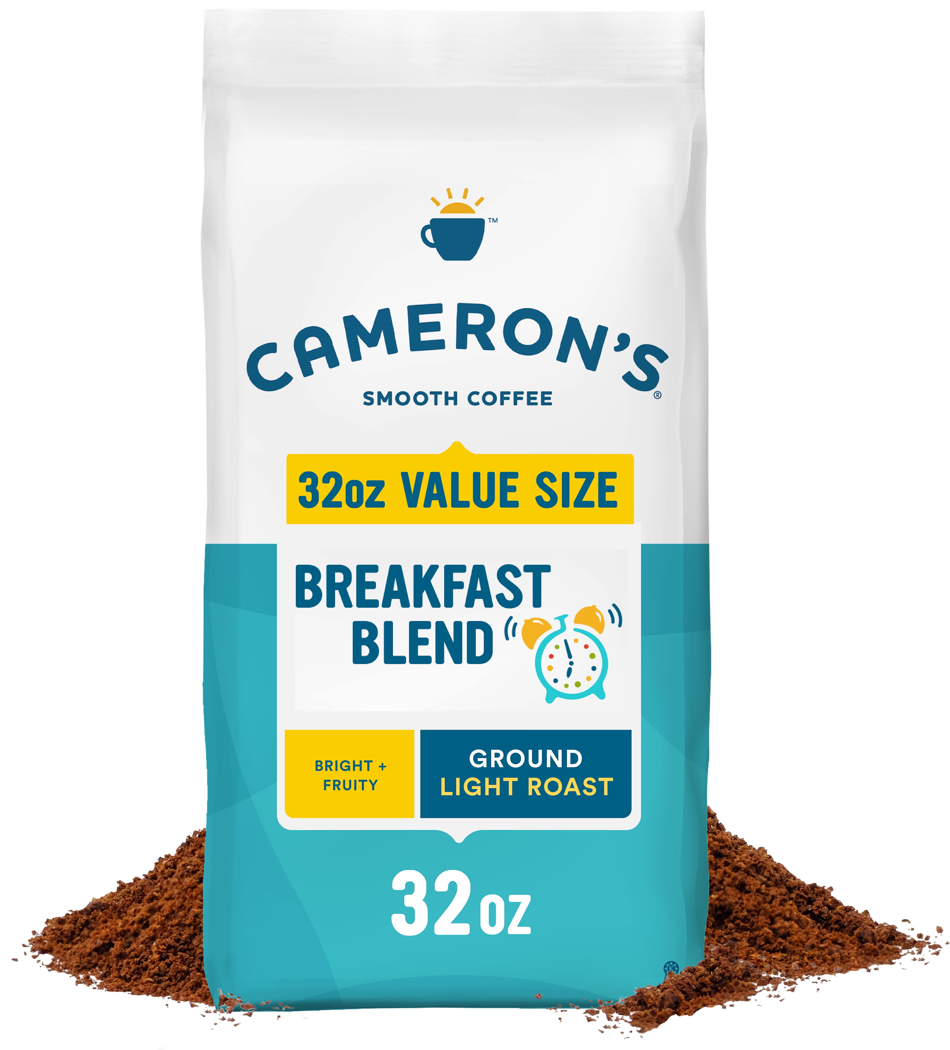 Cameron's Coffee Premium Breakfast Blend Ground Coffee, Light Roast, 32 ...