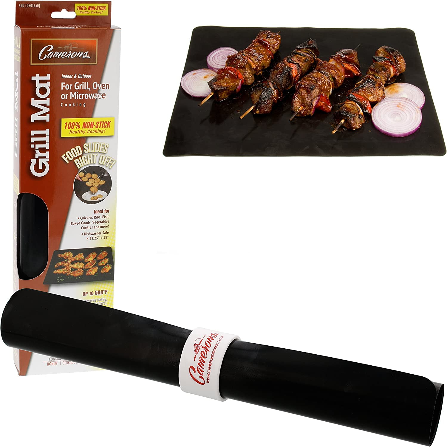 Camerons Grilling Mat (13.25x18")- Heavy Duty 100% Non-Stick Reusable ...