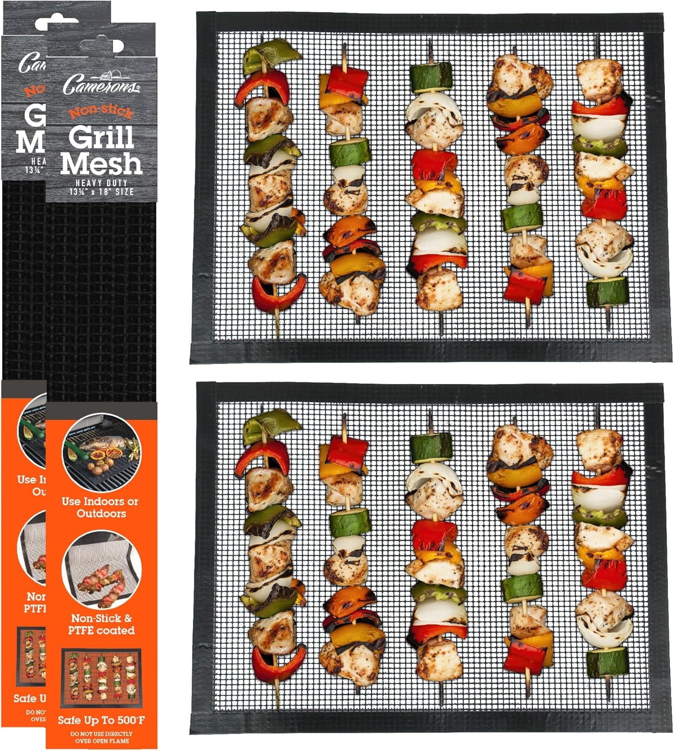 Camerons Grilling Mesh 2 Pack (13.25"x18")- Heavy Duty 100% Non-Stick ...
