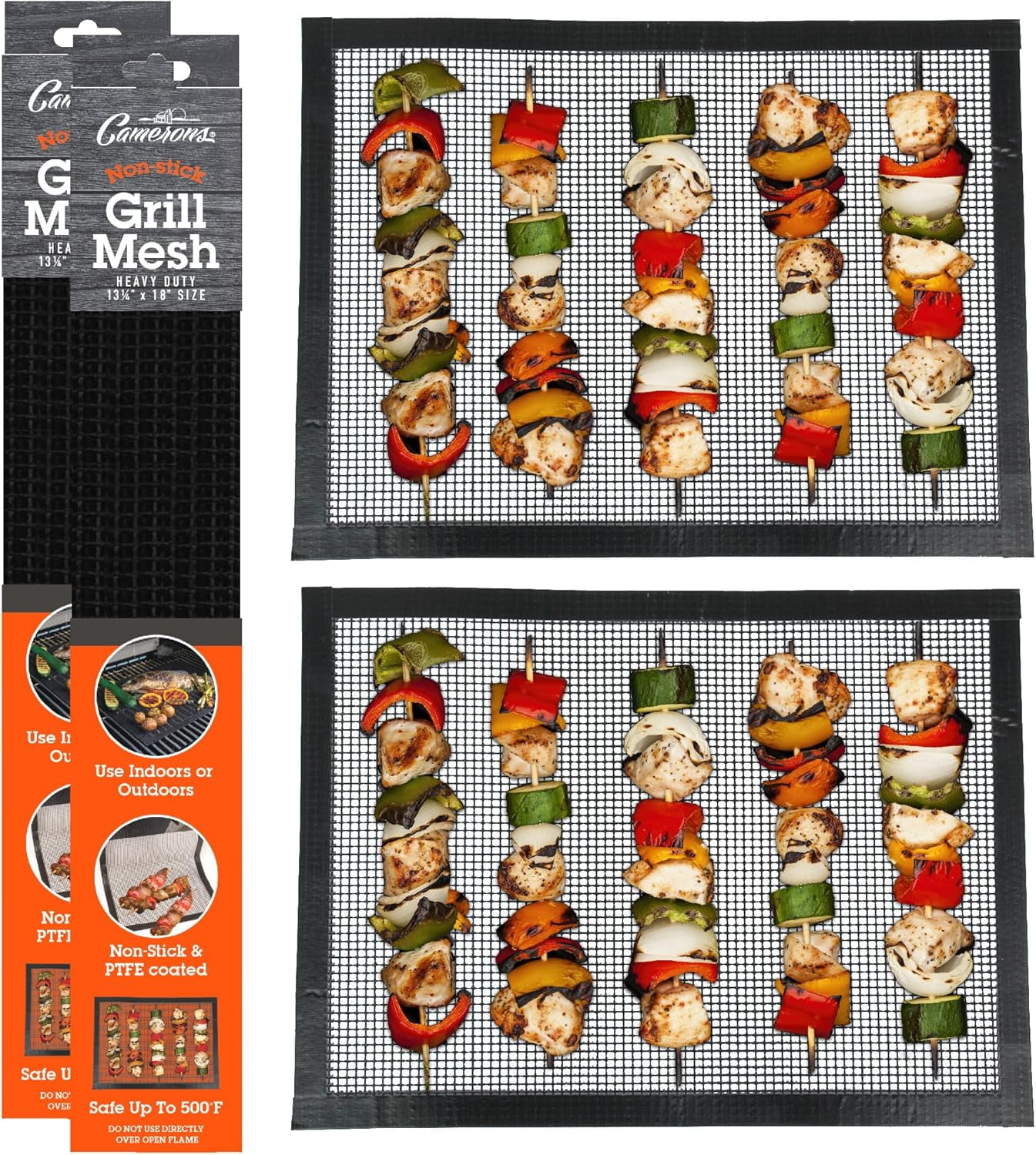 Camerons Grilling Mesh 2 Pack (13.25"x18") - Heavy Duty 100% Non-Stick ...
