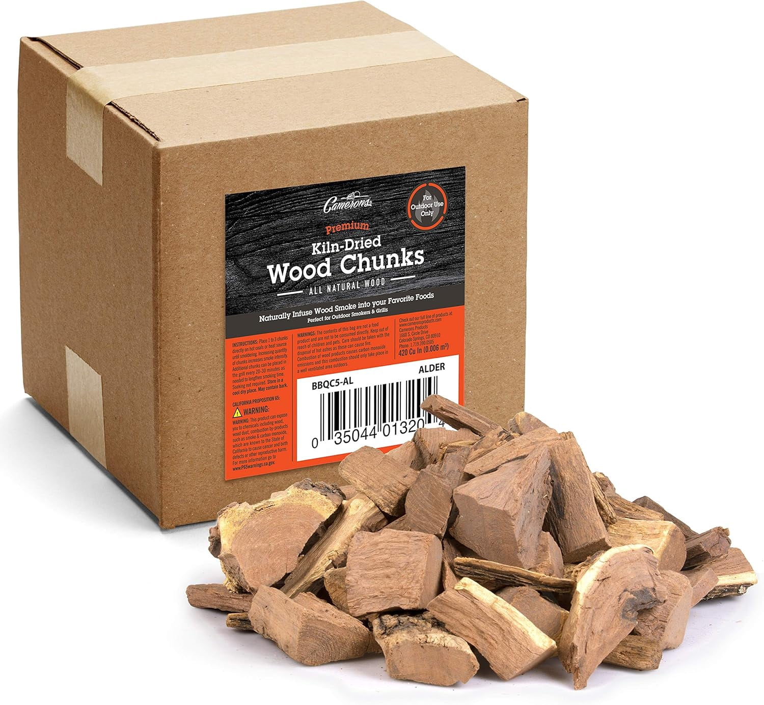 Camerons Alder Wood Chunks, 420 Cu In, BBQ Smoking, Kiln-Dried, Seafood ...