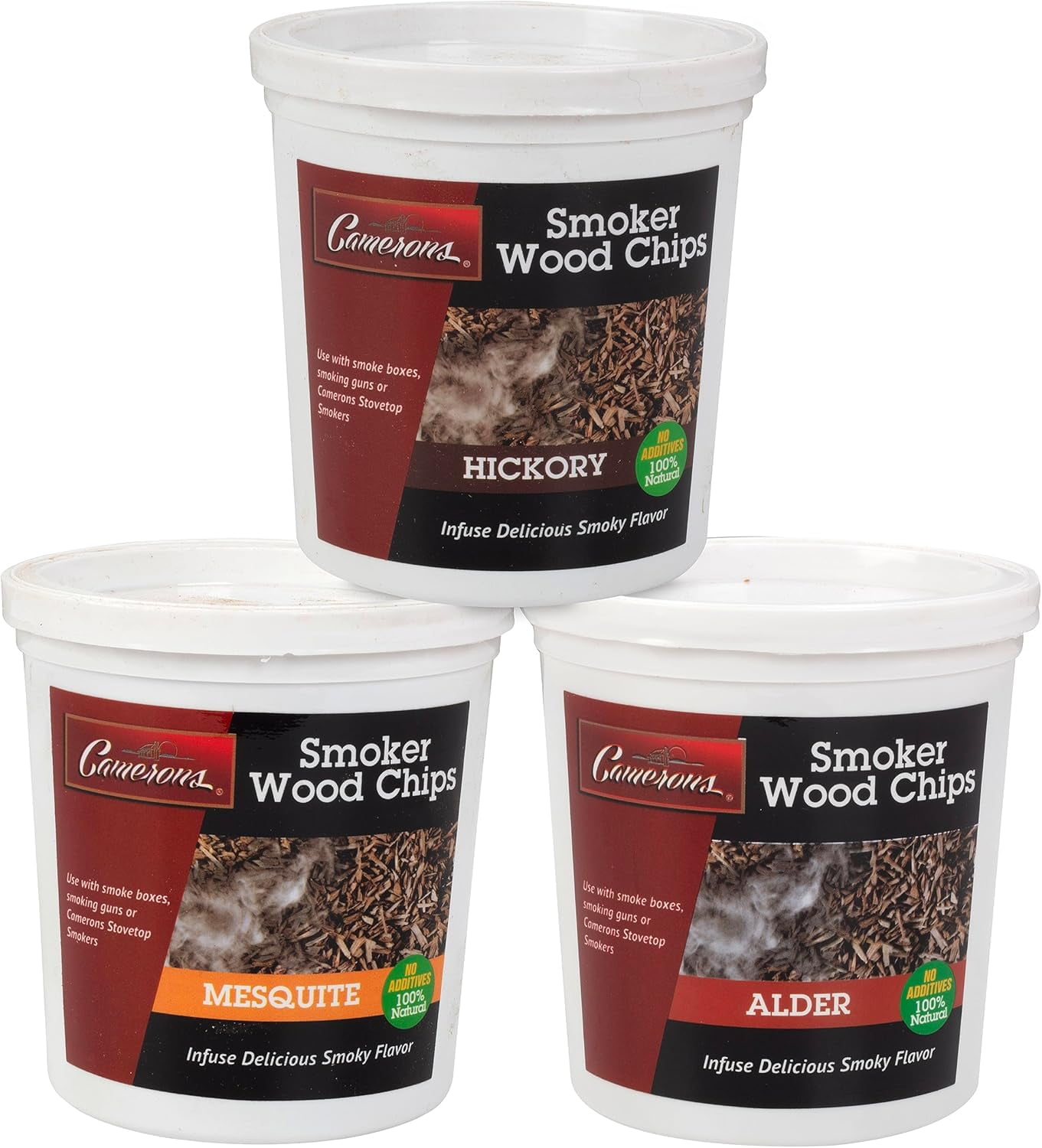 Camerons All Natural Extra Fine BBQ Wood Chips, 3 Pack - Alder, Hickory ...