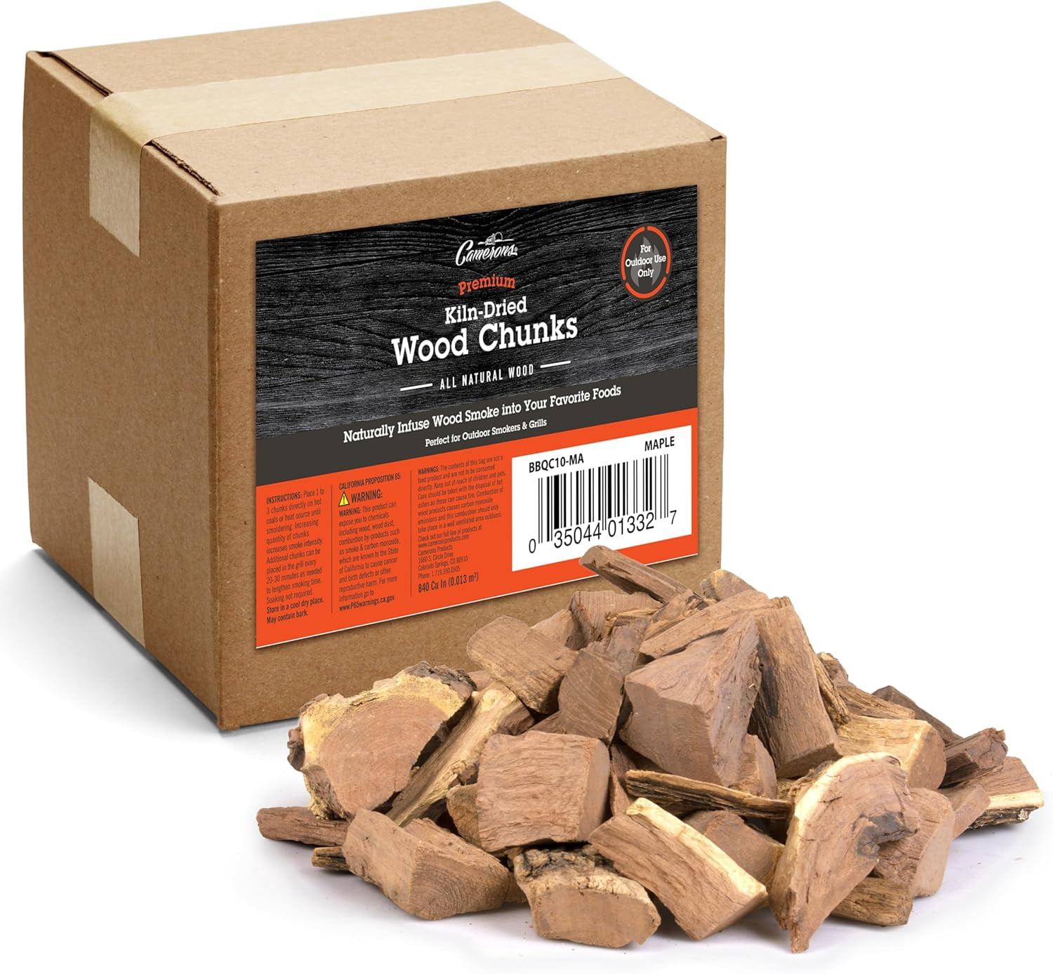 Camerons Maple Smoking Wood Chunks, Kiln Dried BBQ Wood, 840 Cu In ...
