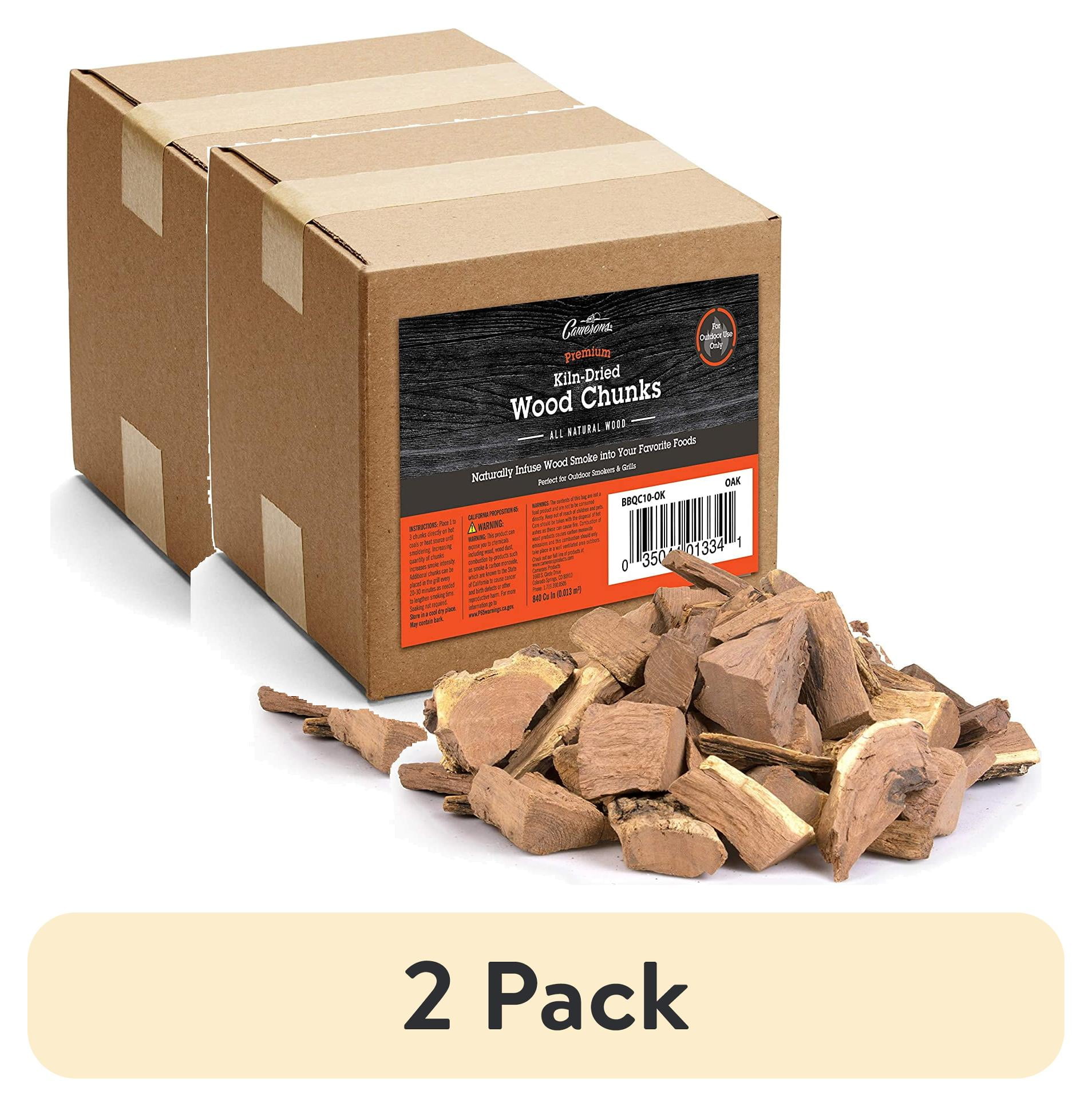 (2 pack) Camerons Products Smoking Wood Chunks (Oak) ~10 Pounds, 840 cu ...