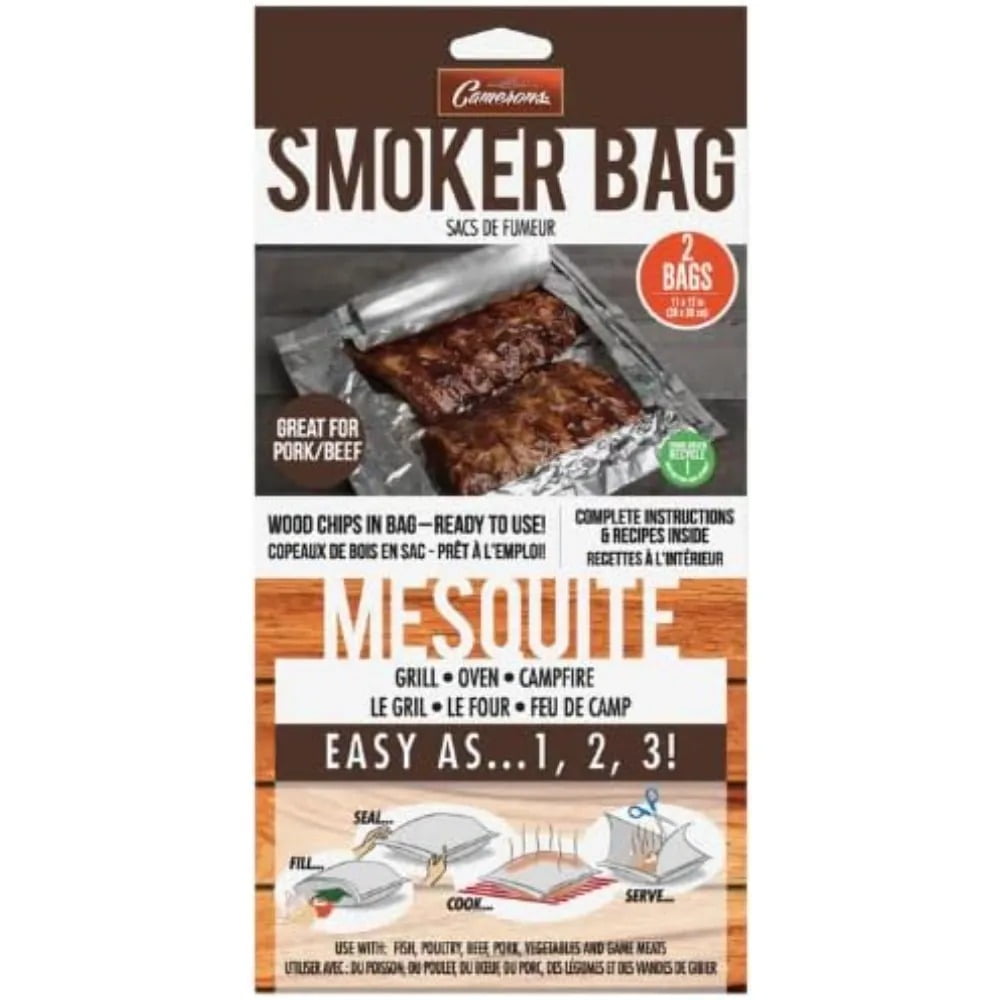 Camerons Mesquite Smoker Bags 2 Pack - BBQ & Oven Ready - Pre-Sealed ...