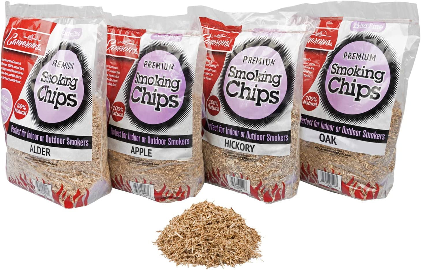 Camerons Smoking Sawdust Chips (Apple, Hickory, Oak, Alder) - 4 Pack ...