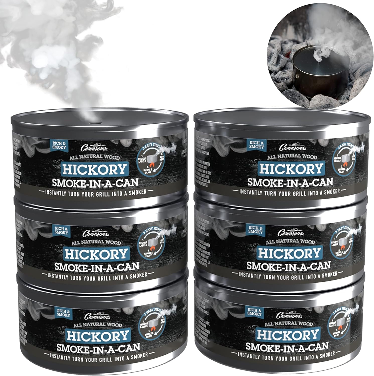 Camerons Smoking Wood Pellets - Instant Disposable Smoke Box Cans Turn ...