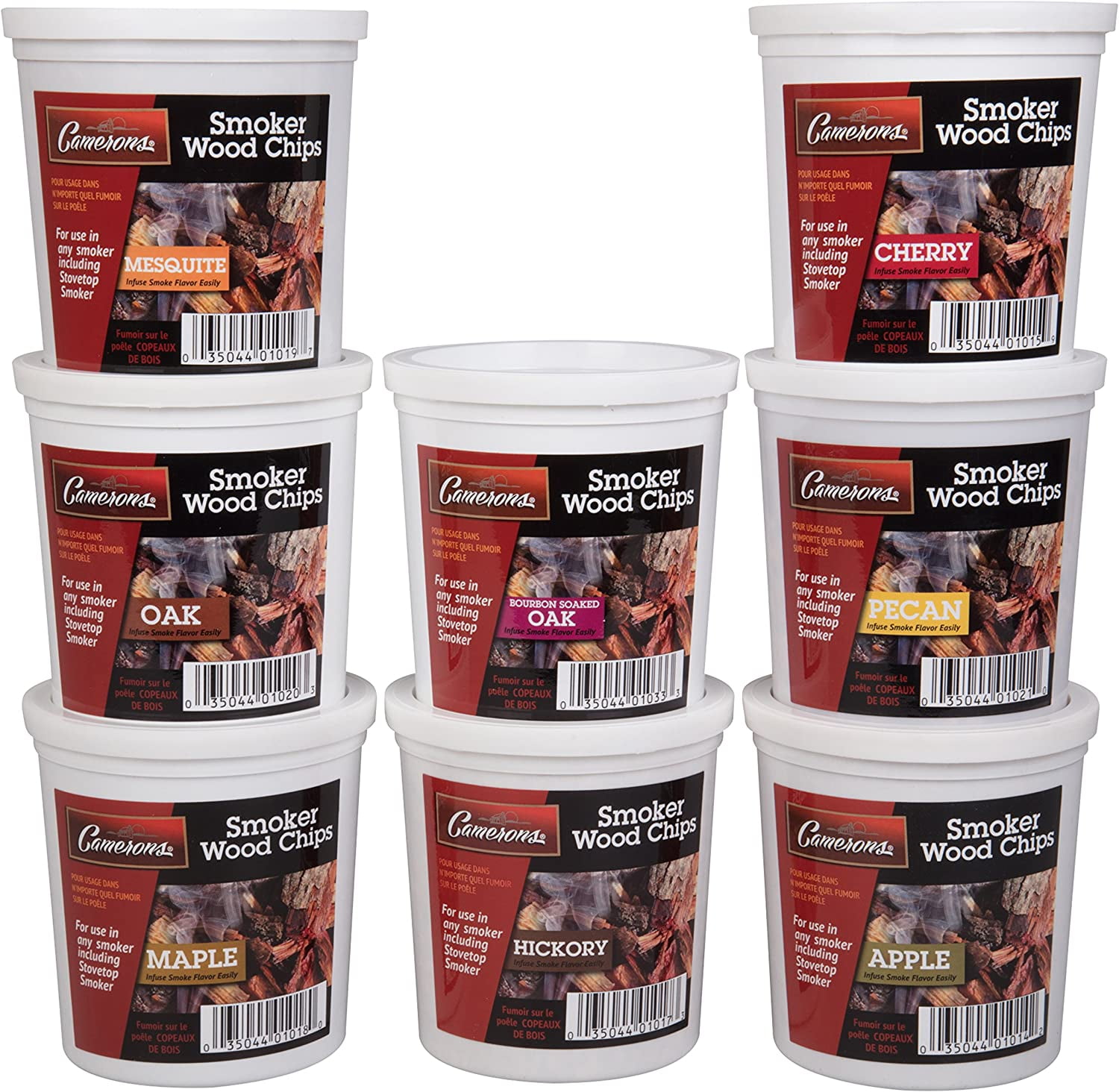 Camerons Wood Smoking Chips Set - 8 Pints Sawdust for BBQ (Oak, Apple ...
